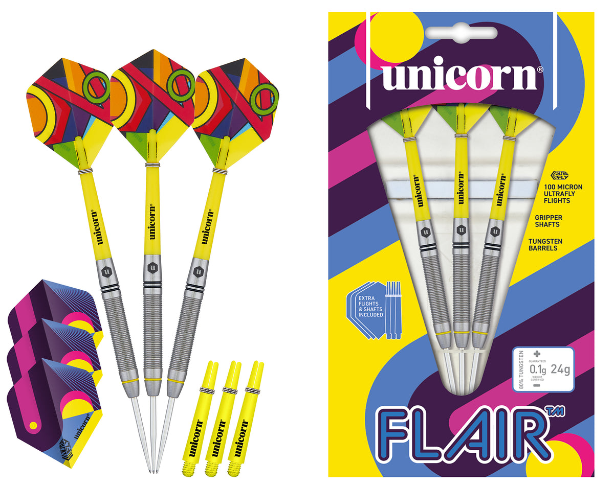 Unicorn Flair - 80% Tungsten Darts - 24g - EXTRA FLIGHTS & STEM – Bully ...
