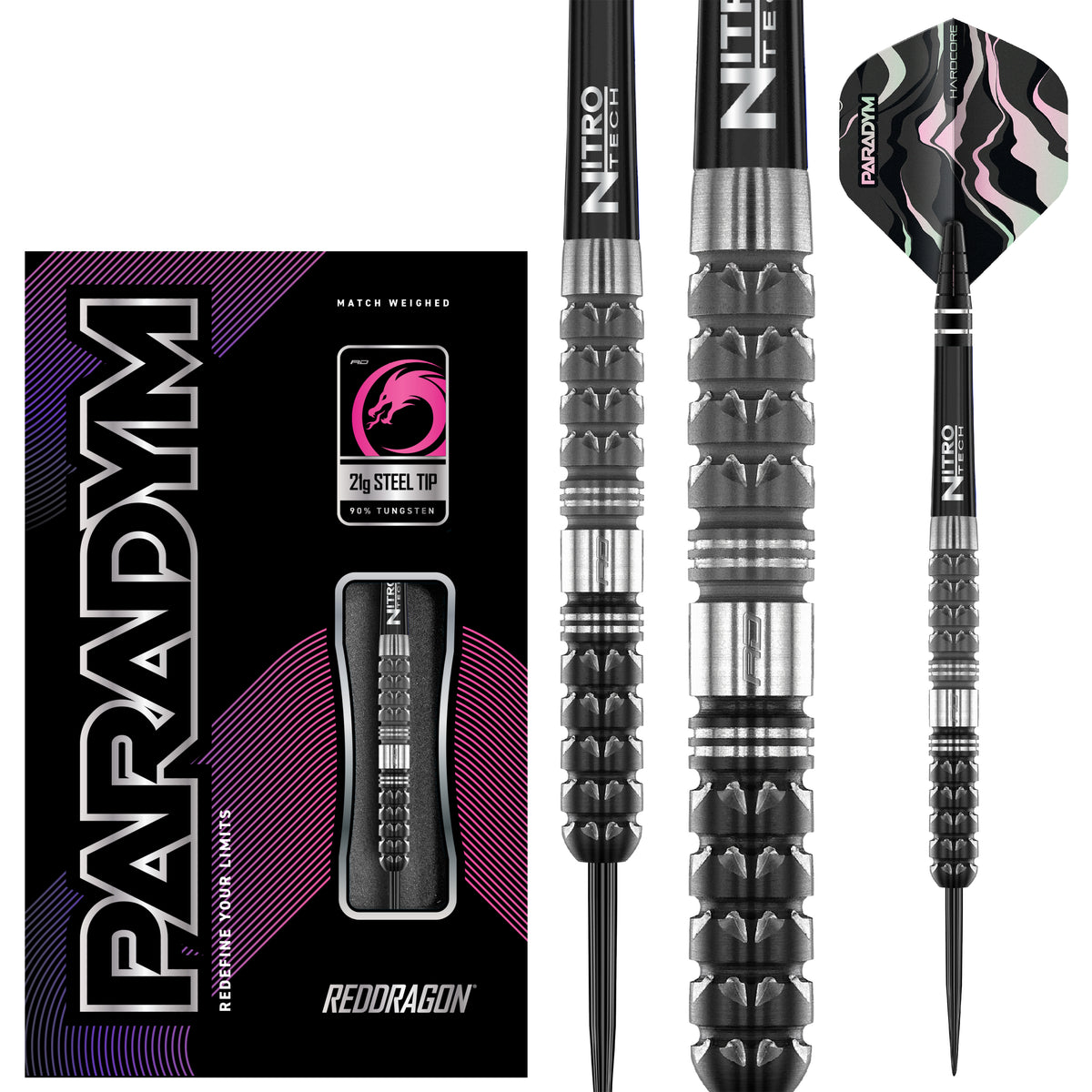 Red Dragon Paradym Tapered Steel Tip Darts - 90% Tungsten - 21g 23g 25 ...