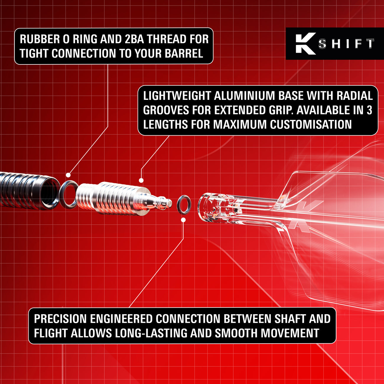 Target K-SHIFT Flights & Shaft System - Spin - Clear - No6 Shape