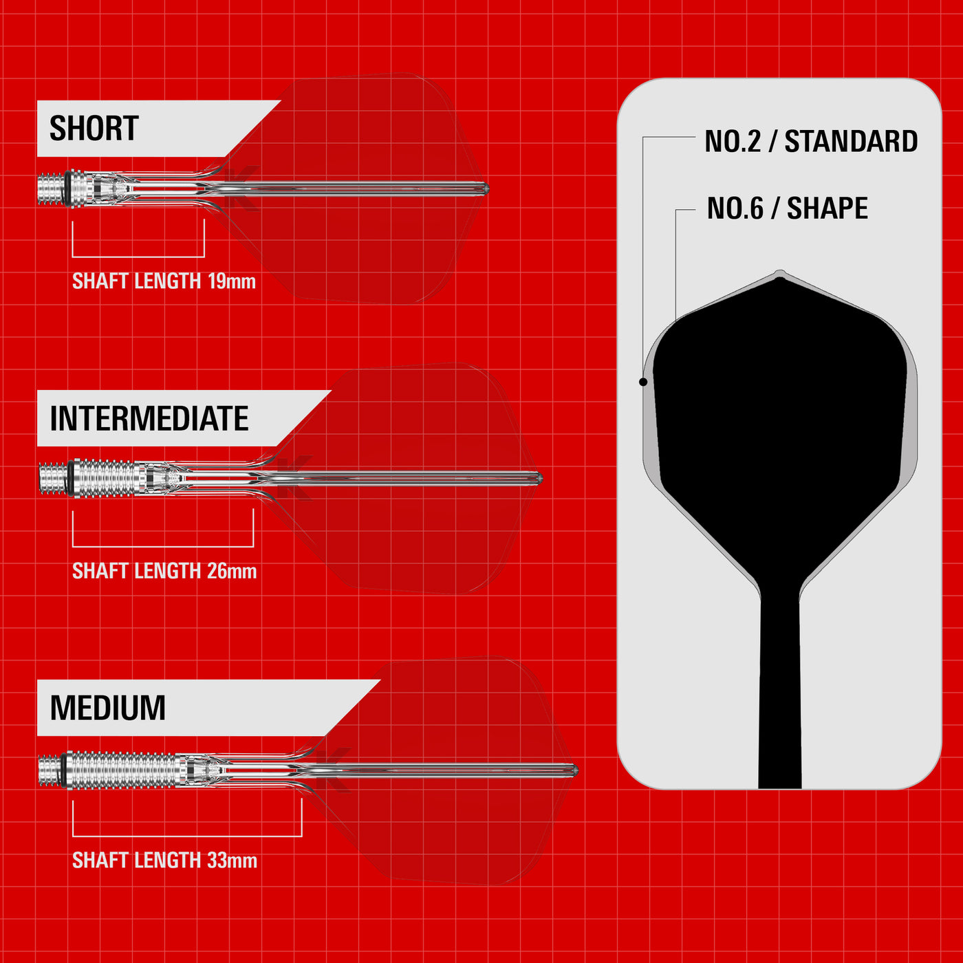 Target K-SHIFT Flights & Shaft System - Spin - Clear - No6 Shape