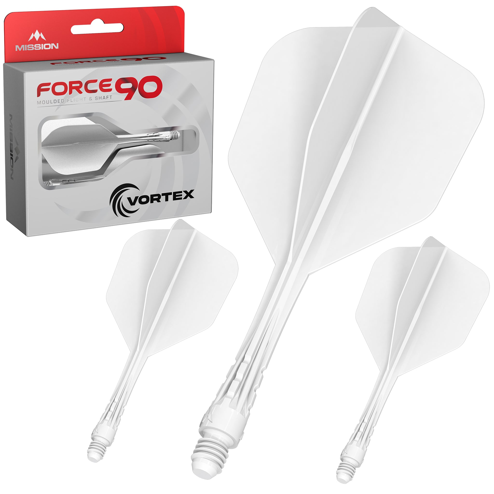 Mission Force 90 Vortex - Moulded Flight & Shaft - Standard No6 - Whit ...
