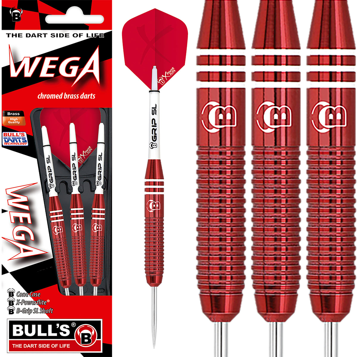 BULL'S Wega Brass Steel Tip Dart - 21g 23g - Red – Bully Darts