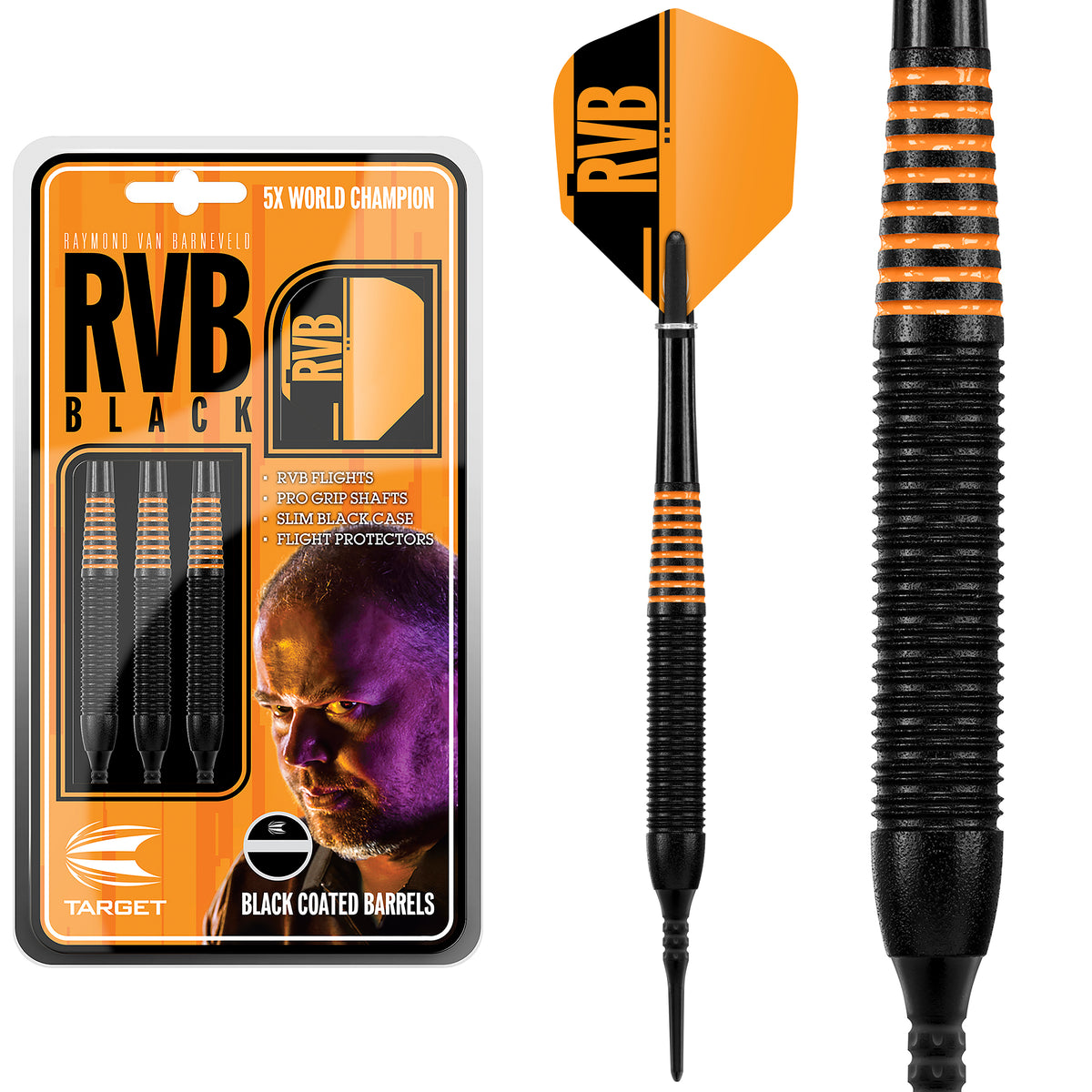 Target RVB Raymond Van Barneveld Black Brass Soft Tip Darts 19g – Bully ...