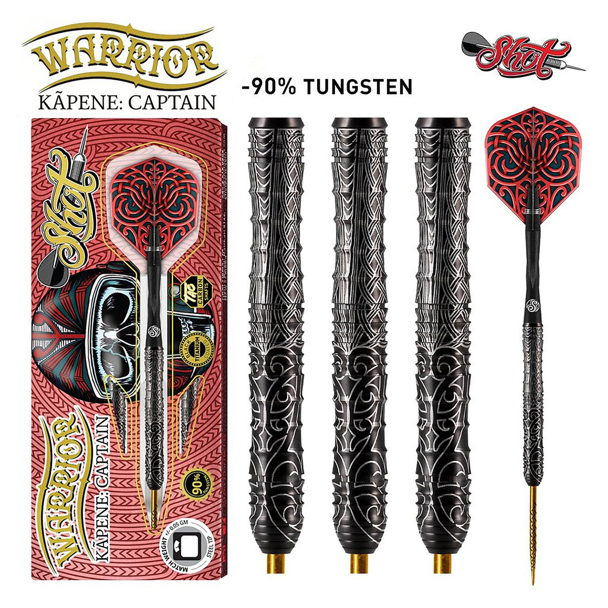 Shot - Warrior Kapene - Steel Tip Dart Set - 90% Tungsten - 22g 23g 24 ...
